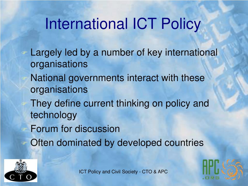PPT - International, Regional and National ICT Policy Highlights of ...