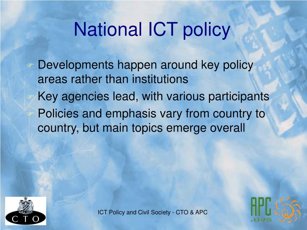PPT - International, Regional and National ICT Policy Highlights of ...
