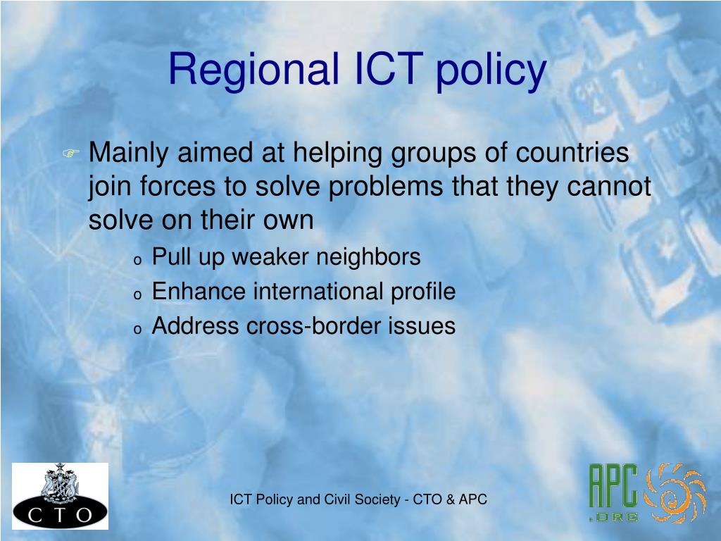 PPT - International, Regional and National ICT Policy Highlights of ...