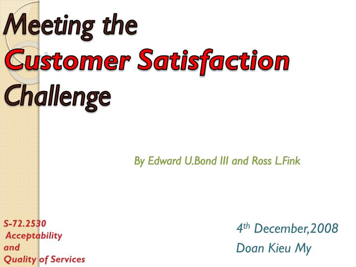 PPT - Meeting the Customer Satisfaction Challenge PowerPoint ...
