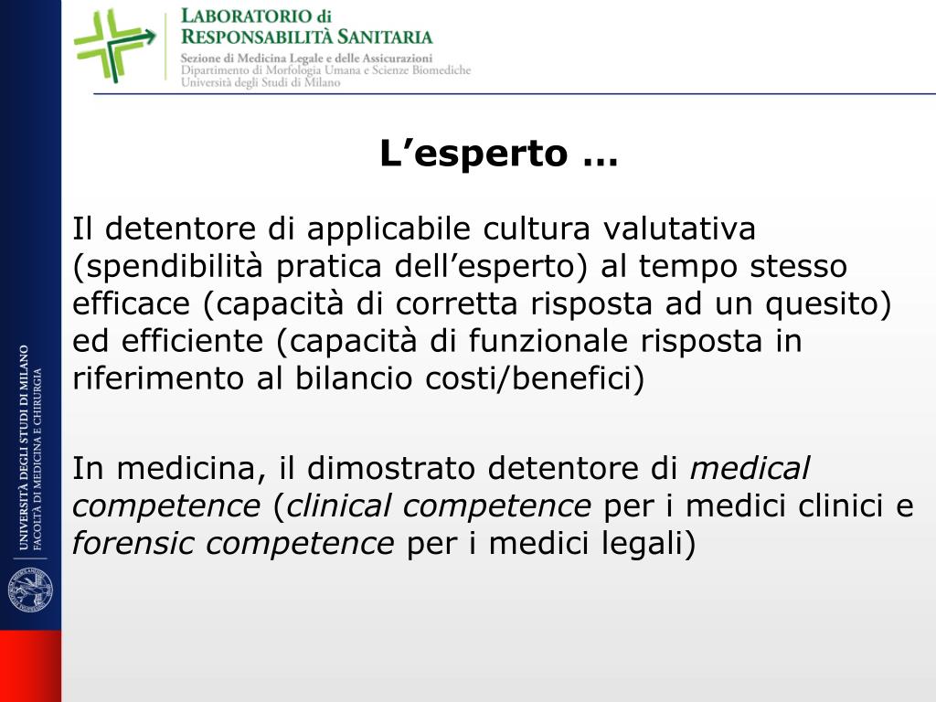 PPT - SEZIONE DIPARTIMENTALE DI MEDICINA LEGALE E DELLE ASSICURAZIONI ...