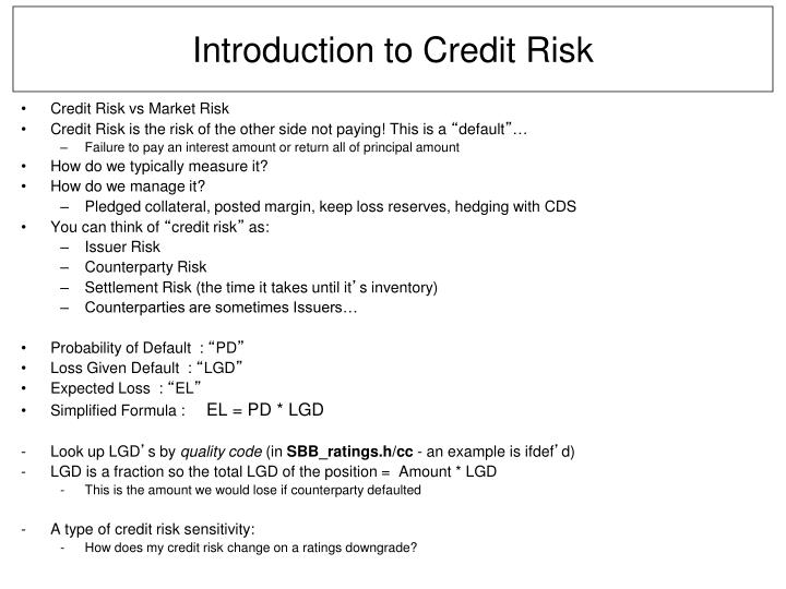 PPT - Introduction to Credit Risk PowerPoint Presentation, free ...