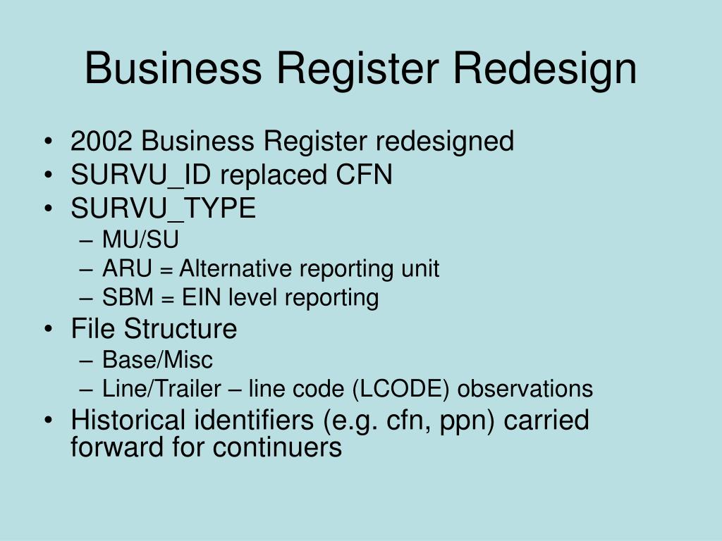 PPT - Using the Economic Census and Business Register PowerPoint ...