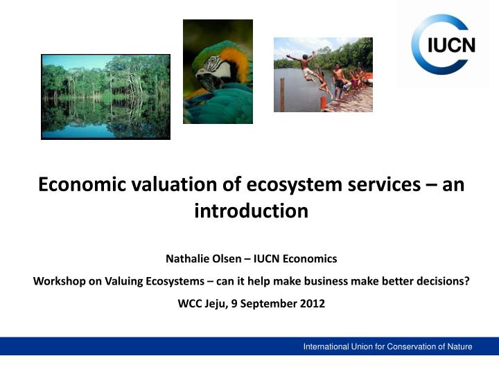 PPT - Economic valuation of ecosystem services – an introduction ...