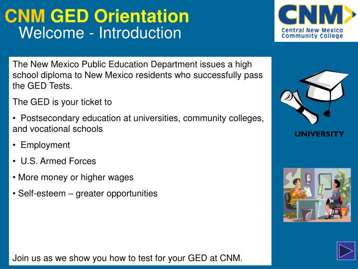 PPT - CNM GED Orientation PowerPoint Presentation, free download - ID ...