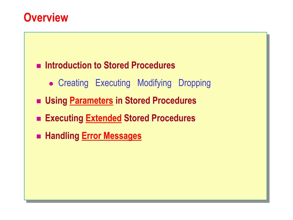 Ppt Module 9 Implementing Stored Procedures Powerpoint Presentation