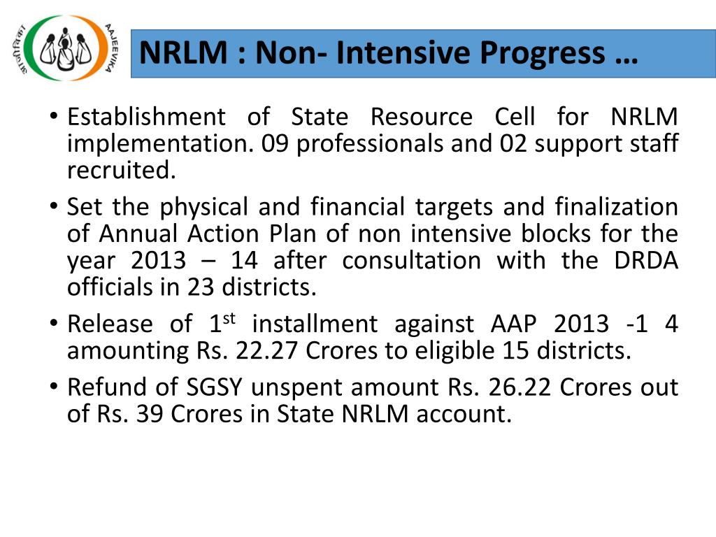 PPT - National Rural Livelihood Mission (NRLM) (Progress up-to 30 th ...