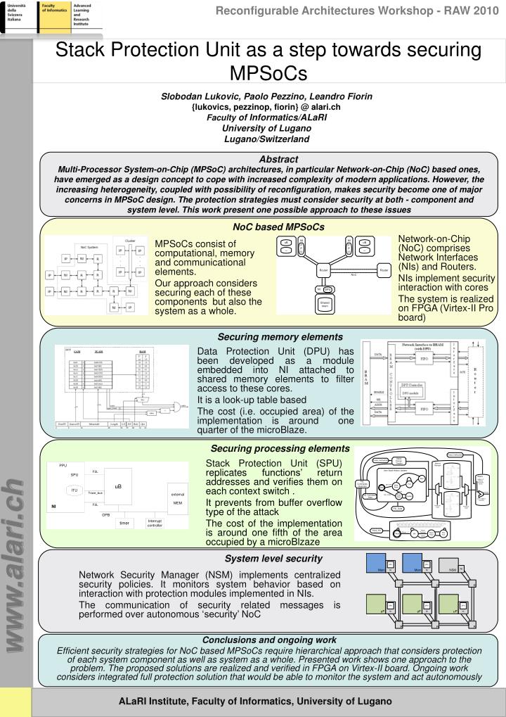 PPT - Stack Protection Unit as a step towards securing MPSoCs ...
