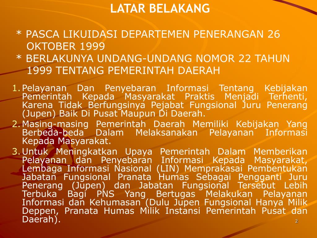 PPT - KEBIJAKAN PEMBENTUKAN JABATAN FUNGSIONAL PRANATA HUMAS PowerPoint ...