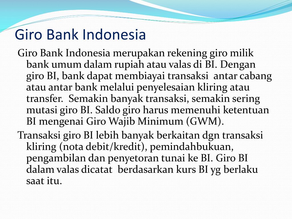 PPT - KAS DAN REKENING GIRO B ANK INDONESIA PowerPoint Presentation ...