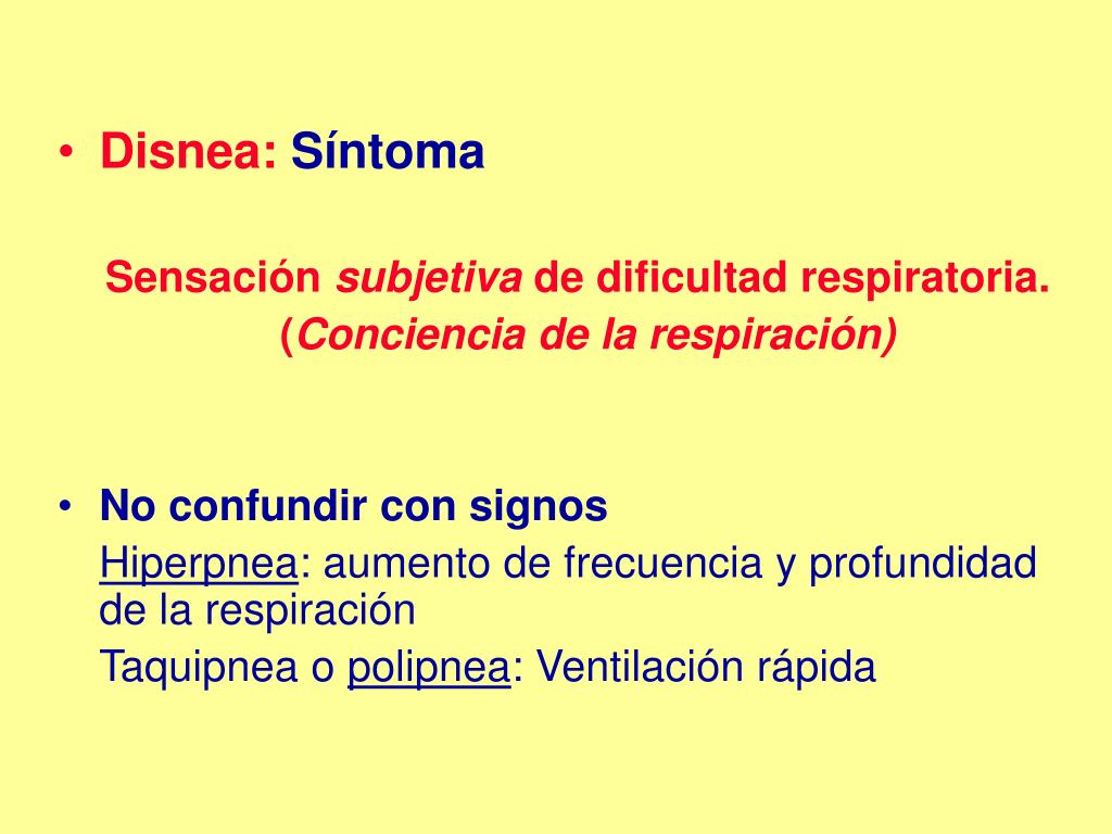 PPT - Disnea : Síntoma S ensación subjetiva de dificultad respiratoria ...