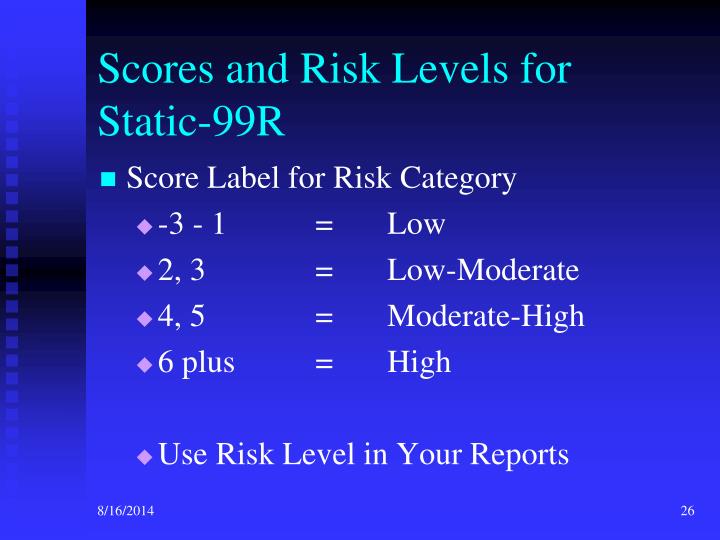 Ppt The Static 99r Saratso State Authorized Risk Assessment Tool For