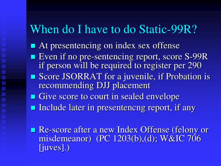 PPT - THE STATIC-99R SARATSO (State Authorized Risk Assessment Tool for ...