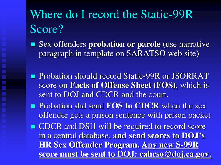 PPT - THE STATIC-99R SARATSO (State Authorized Risk Assessment Tool for ...