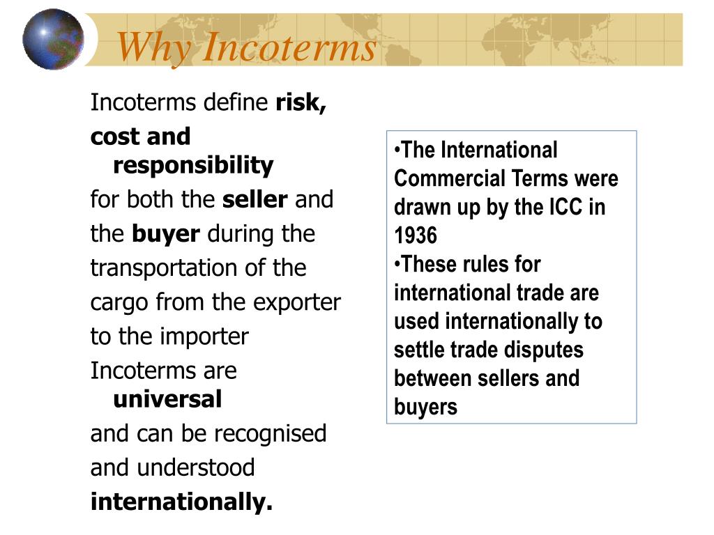 PPT - Incoterms - International Commercial Terms ICC 2000 By Linda ...