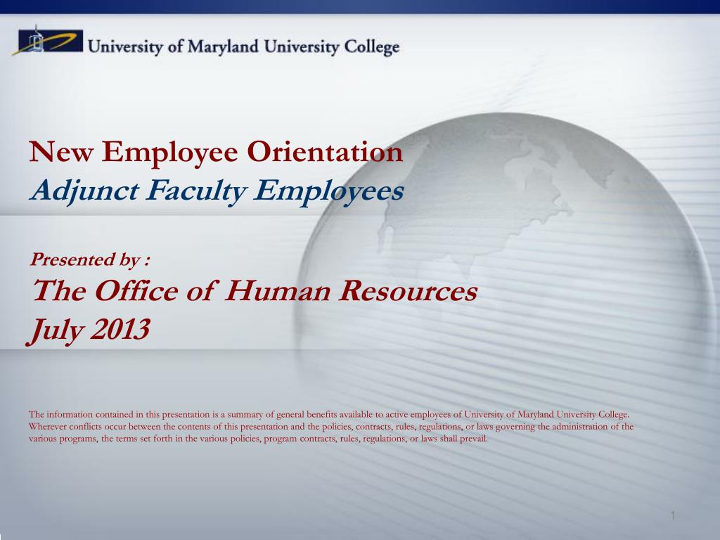 PPT - New Employee Orientation Adjunct Faculty Employees Presented by ...