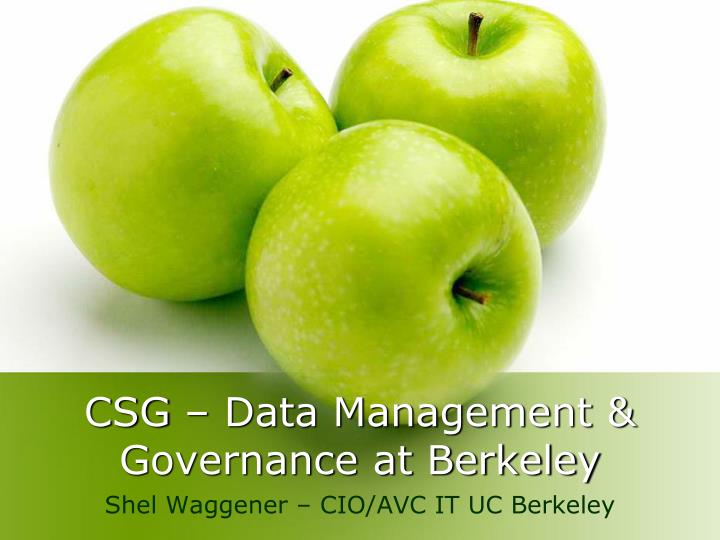 PPT - CSG – Data Management & Governance at Berkeley PowerPoint ...