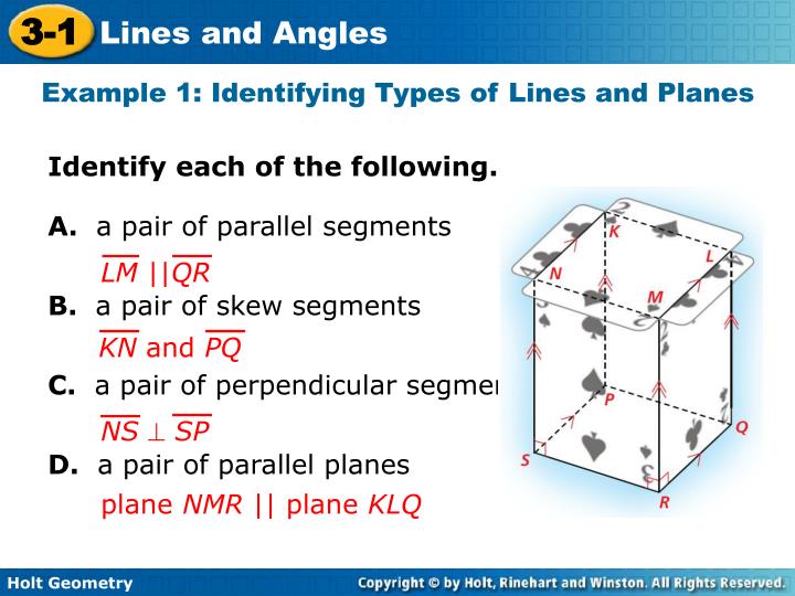 PPT - Identify parallel, perpendicular, and skew lines. PowerPoint ...