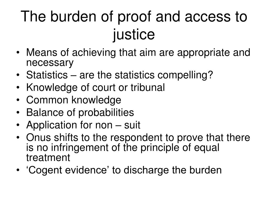 Ppt The Burden Of Proof And Access To Justice In Sex Discrimination