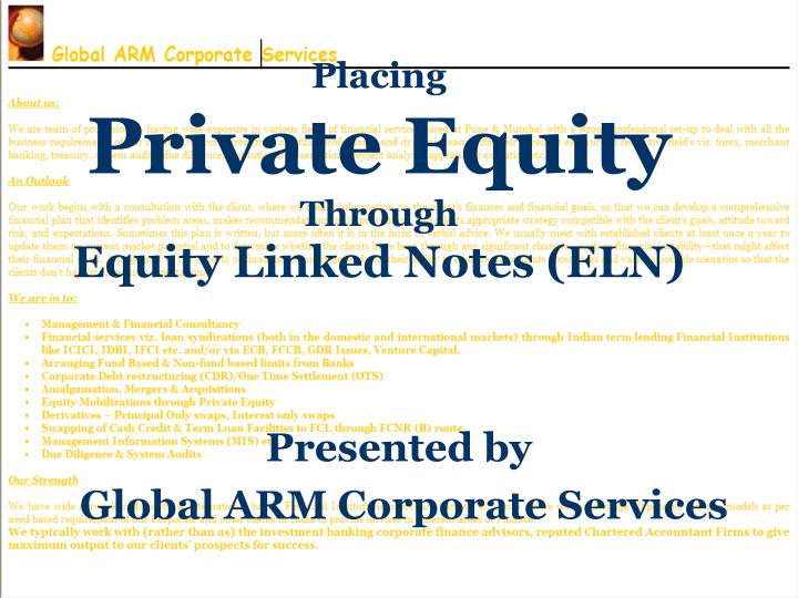 PPT - Placing Private Equity Through Equity Linked Notes (ELN ...