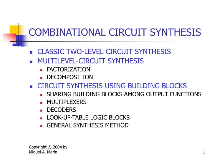 PPT - COMBINATIONAL CIRCUIT SYNTHESIS PowerPoint Presentation, free ...