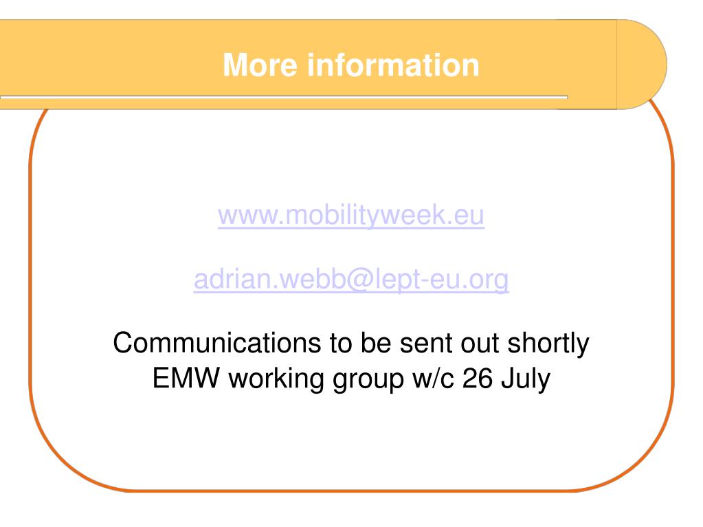 PPT - European Mobility Week, 16-22 September 2010 PowerPoint ...