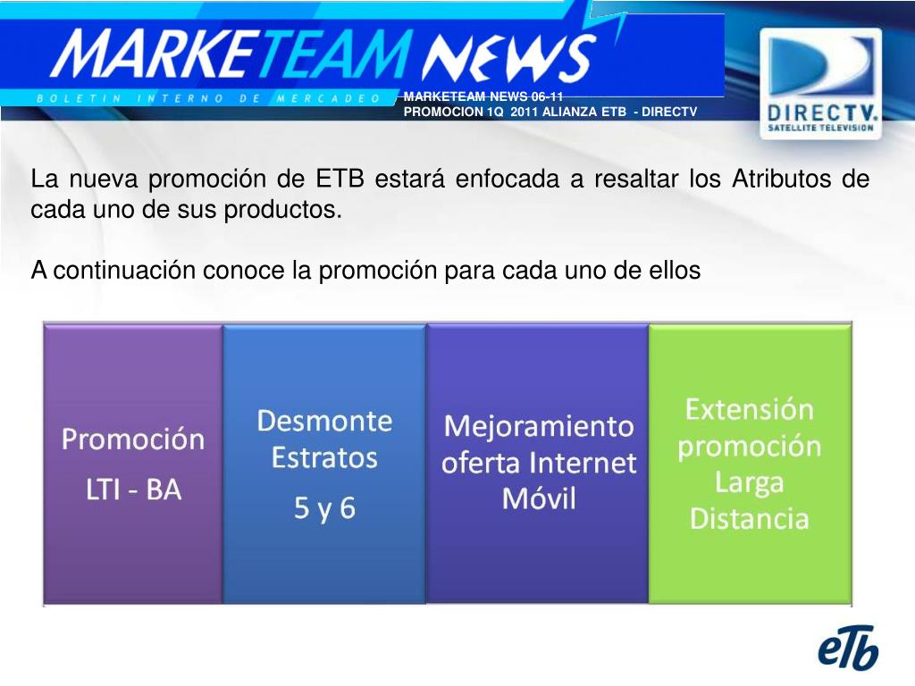 PPT - La nueva promoción de ETB estará enfocada a resaltar los ...