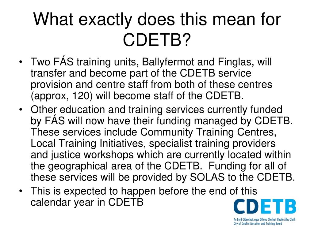 PPT - Transitioning from CDVEC to CDETB: Employment and Organizational ...