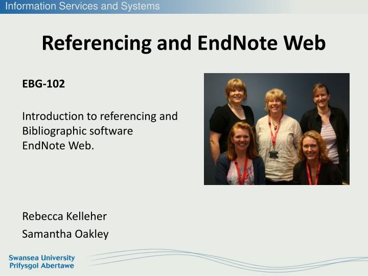 PPT - Referencing and EndNote Web PowerPoint Presentation, free ...