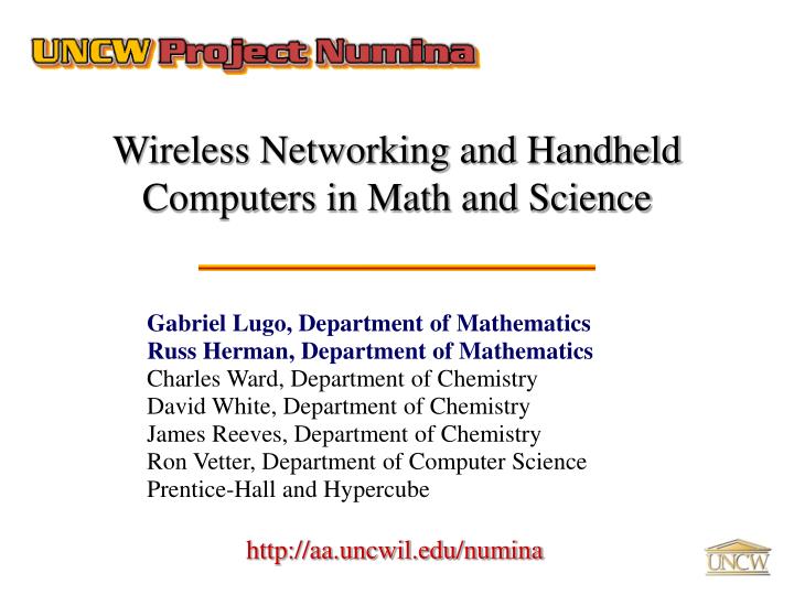 PPT - Wireless Networking and Handheld Computers in Math and Science ...