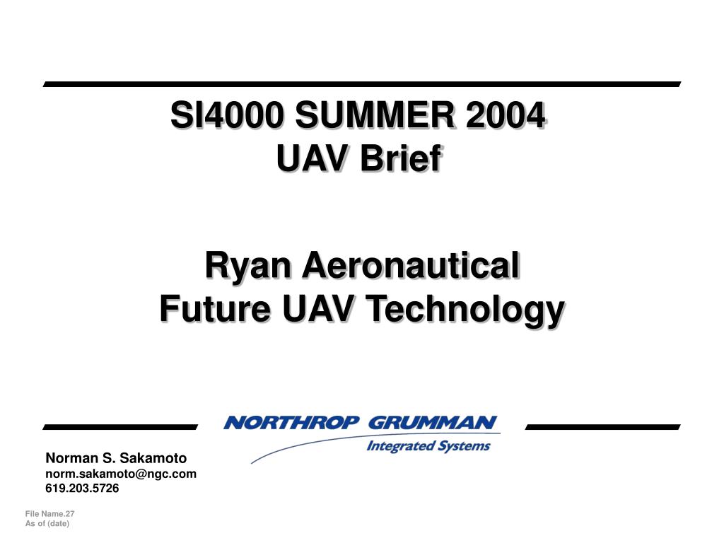 PPT - UAV Development and History at Northrop Grumman Corporation Ryan ...