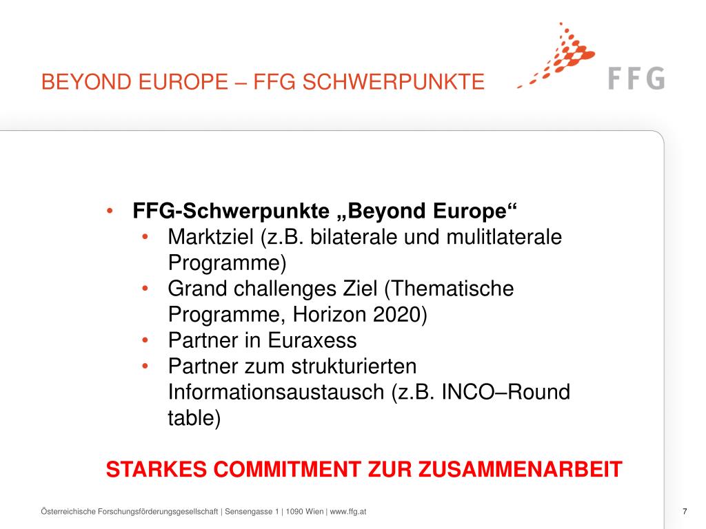 PPT - Aktuelle Internationale Schwerpunkte DER FFG PowerPoint ...