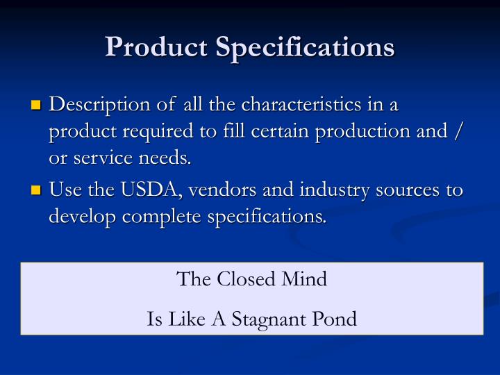 PPT - Product Specifications PowerPoint Presentation - ID:3299297