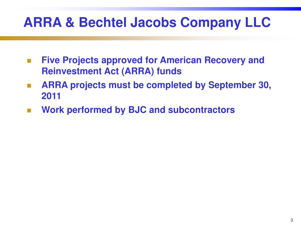 PPT - American Recovery and Reinvestment Act Projects for Bechtel ...