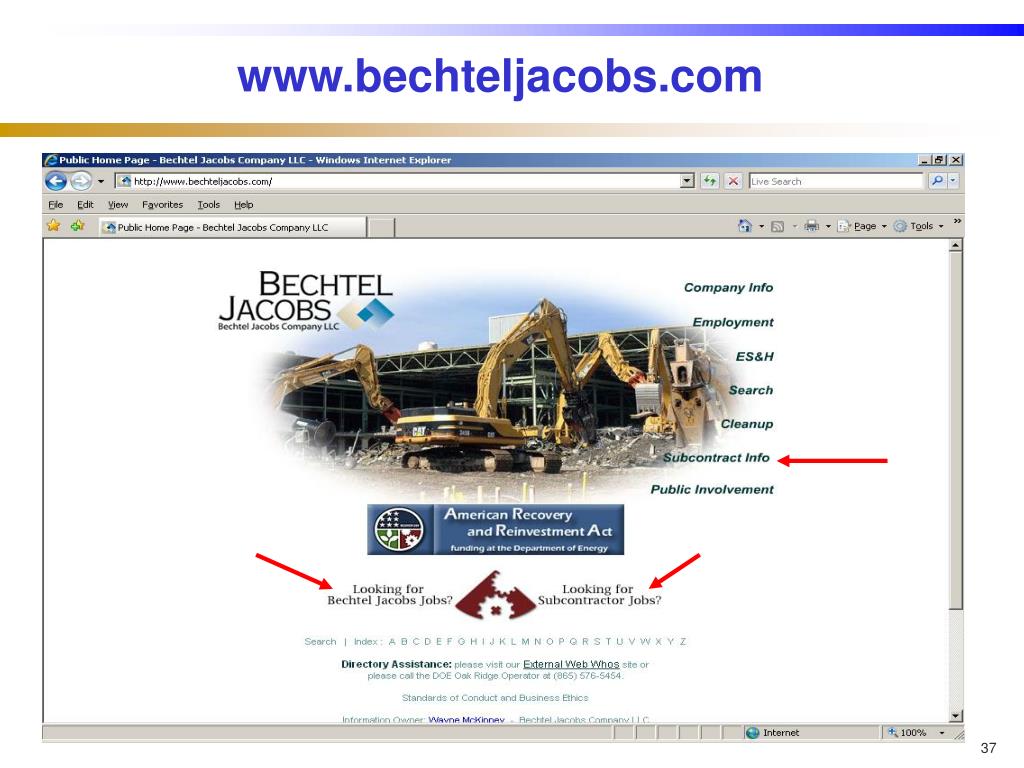 PPT - American Recovery and Reinvestment Act Projects for Bechtel ...