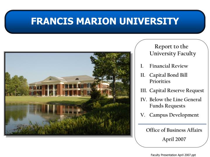 PPT - FRANCIS MARION UNIVERSITY PowerPoint Presentation, free download ...