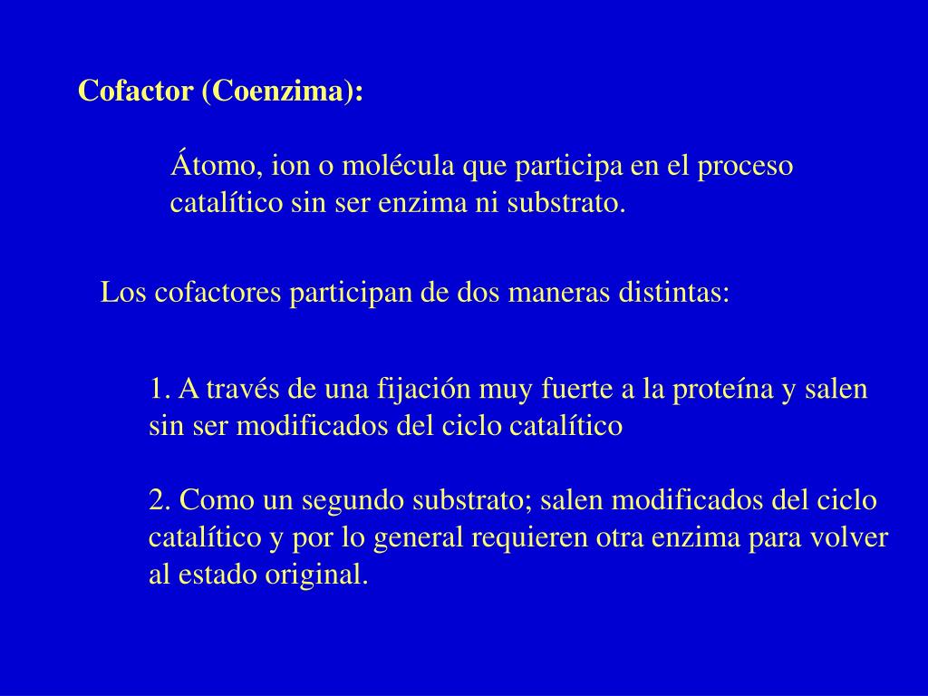 PPT - Cofactores enzimáticos (Coenzimas) PowerPoint Presentation, free ...