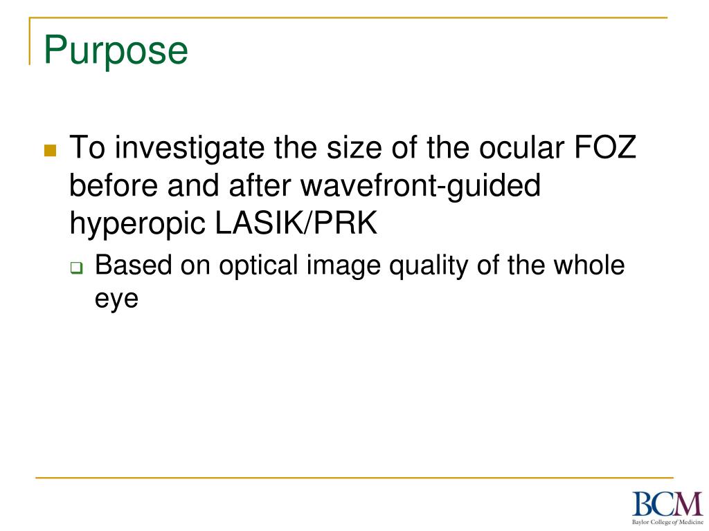 PPT - Analysis of Ocular Functional Optical Zone Post Hyperopic LASIK ...