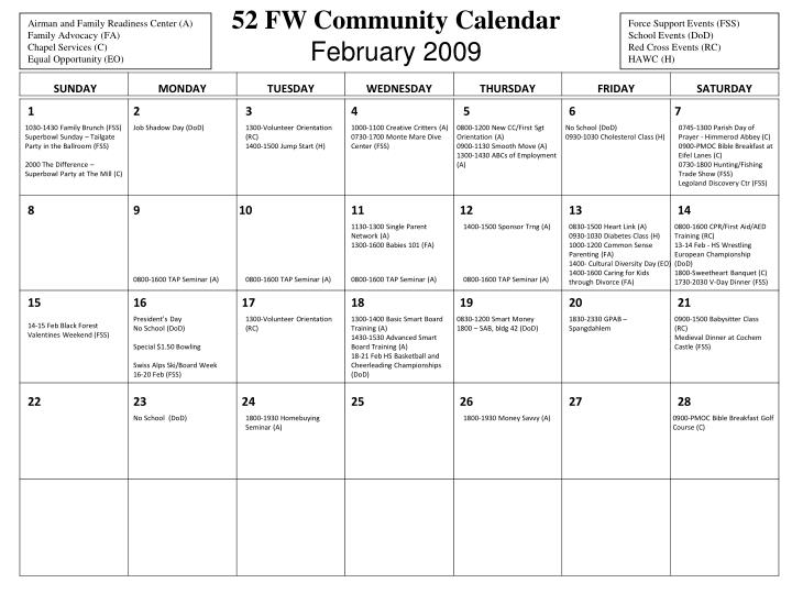 PPT - 52 FW Community Calendar February 2009 PowerPoint Presentation ...