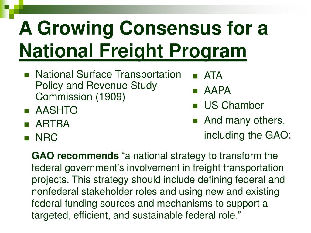 PPT - Freight-21: A National Strategic Freight Mobility Program & Trust ...