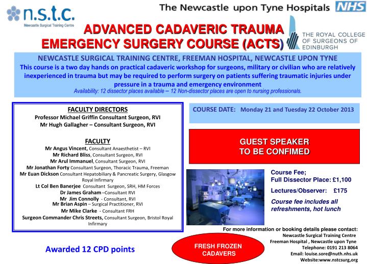 PPT - ADVANCED CADAVERIC TRAUMA EMERGENCY SURGERY COURSE (ACTS ...