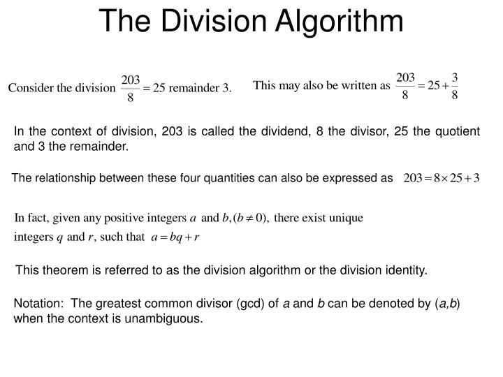 PPT The Division Algorithm PowerPoint Presentation Free Download