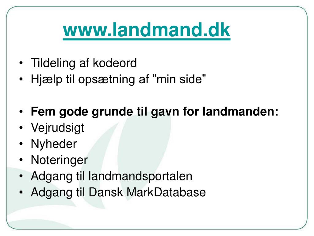 PPT - Hvad tilbyder vi landmanden af praktiske it-løsninger PowerPoint ...