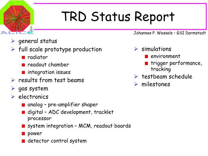 PPT - TRD Status Report PowerPoint Presentation, free download - ID:3307073