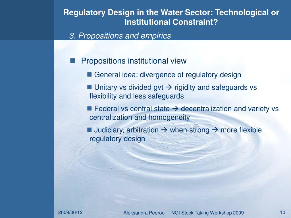 PPT - Regulatory Design in the Water Sector: Technological or ...