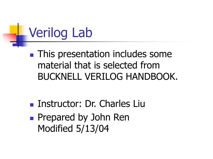 PPT - Verilog Lab PowerPoint Presentation, free download - ID:3310556
