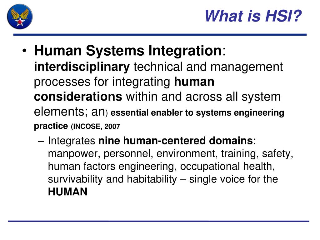 Ppt Human Systems Integration Hsi Program Powerpoint Presentation