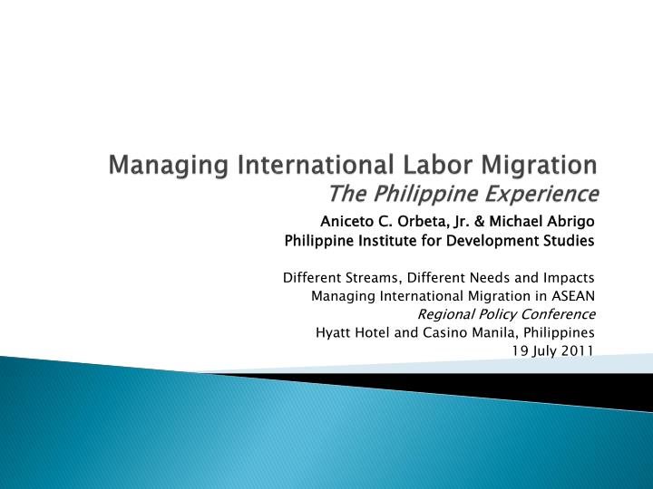 PPT - Managing International Labor Migration The Philippine Experience ...