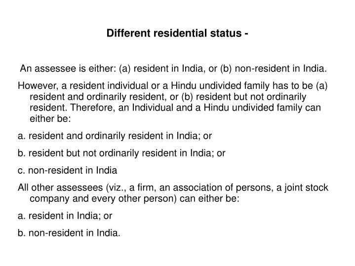 PPT - RESIDENTIAL STATUS PowerPoint Presentation - ID:3311981