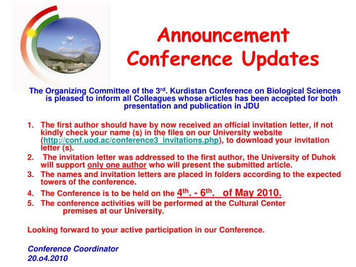 PPT - Announcement Conference Updates PowerPoint Presentation, free ...